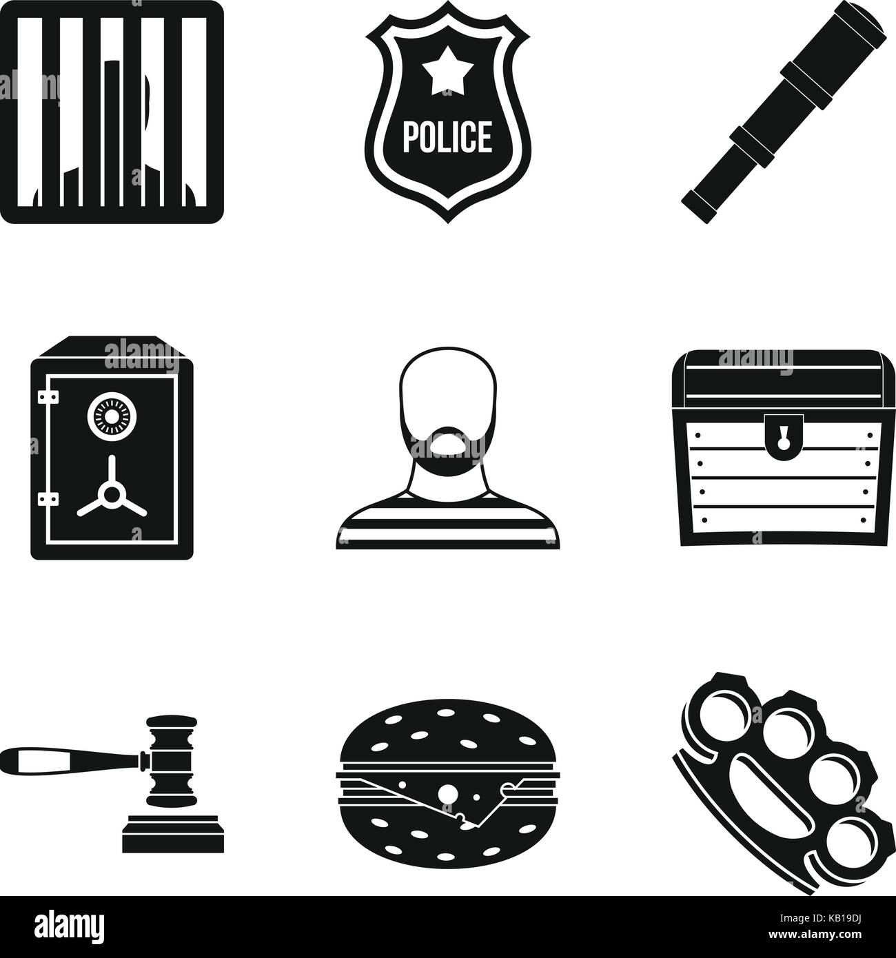 Criminal icons set, simple style Stock Vector Image & Art - Alamy