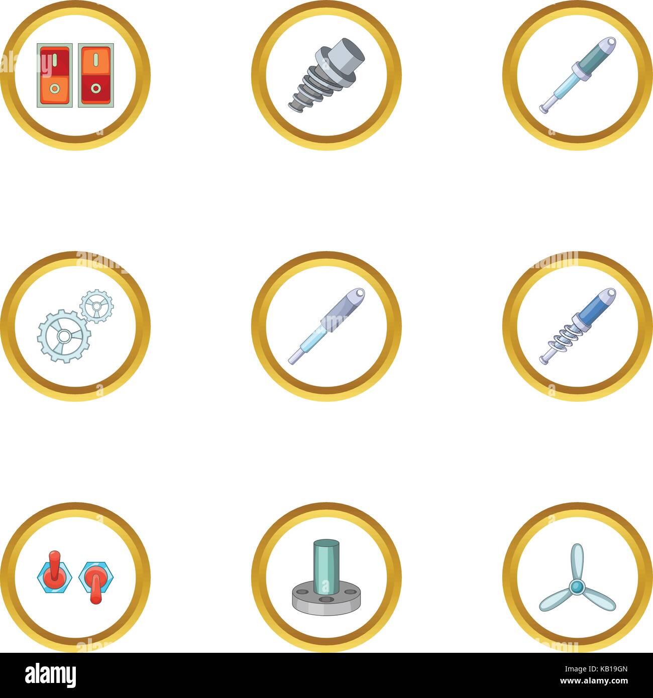 Mechanism parts icons set, cartoon style Stock Vector Image & Art - Alamy