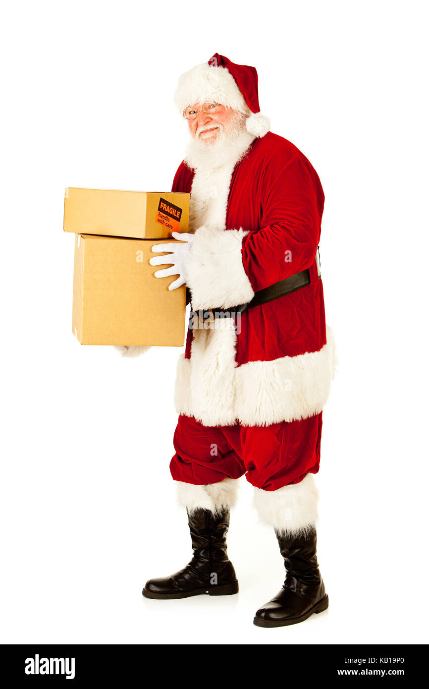 Extensive series of an isolated on white, Caucasian, authentic Santa ...