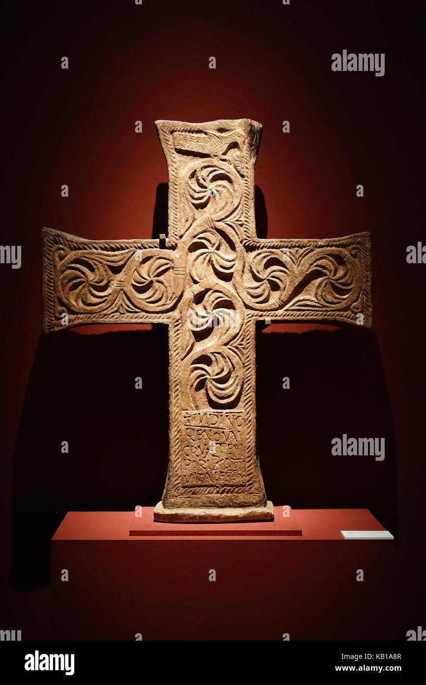 A detail view of a medieval cross in the Museo Civico in Bologna. From ...