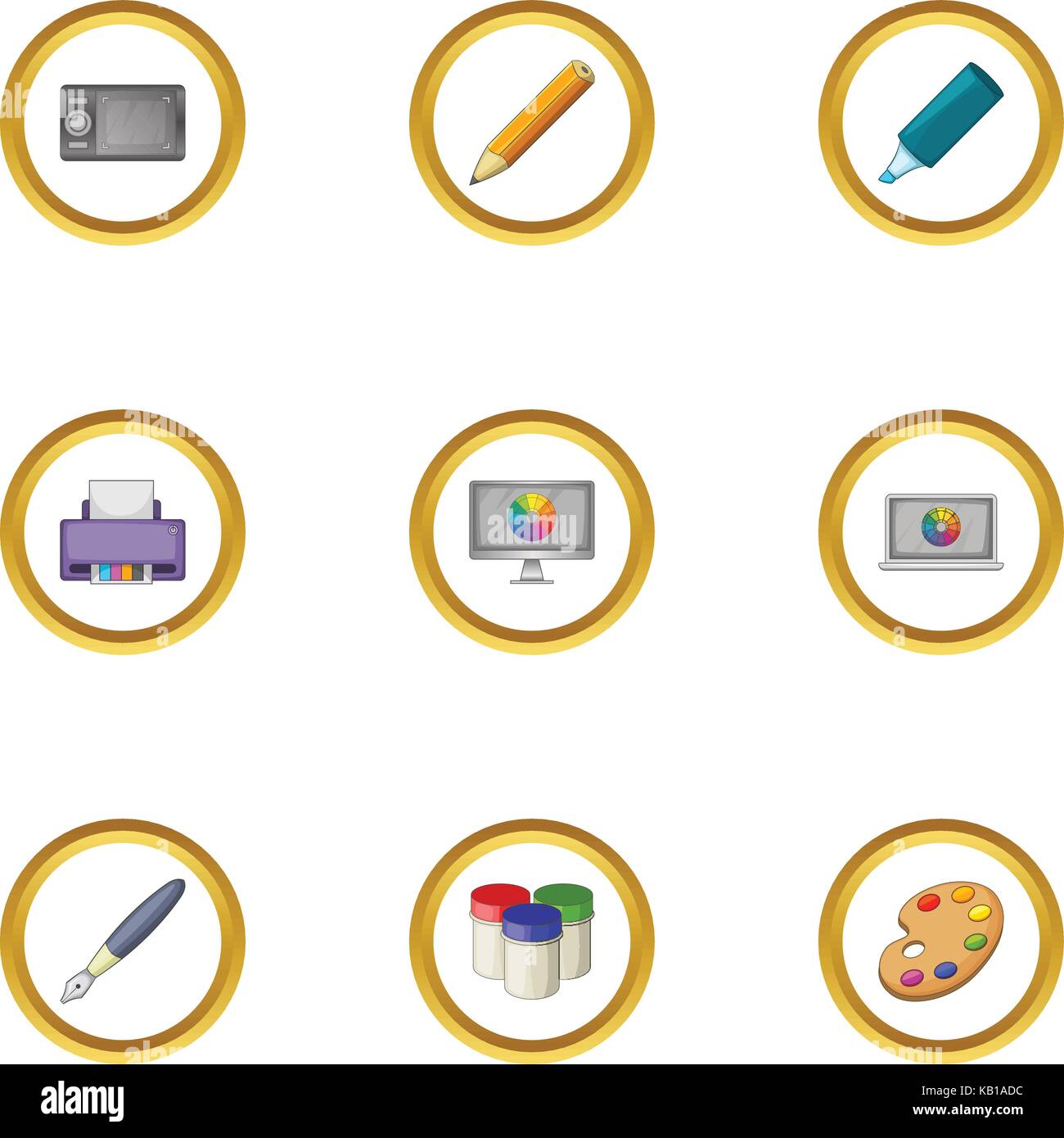 Stationery icons set, cartoon style Stock Vector Image & Art - Alamy