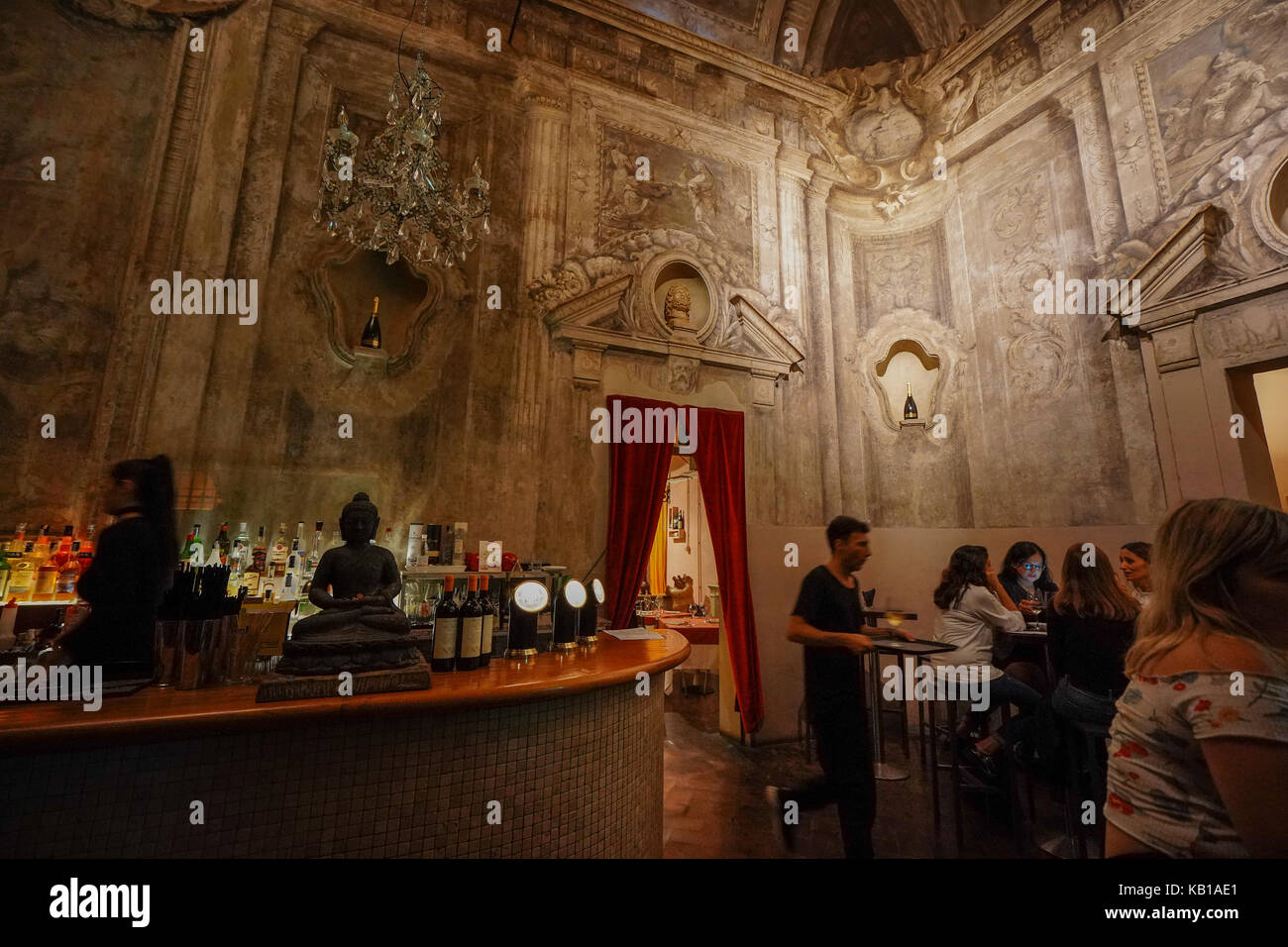 A view inside a traditional bar in a palazzo in Bologna. From a series ...