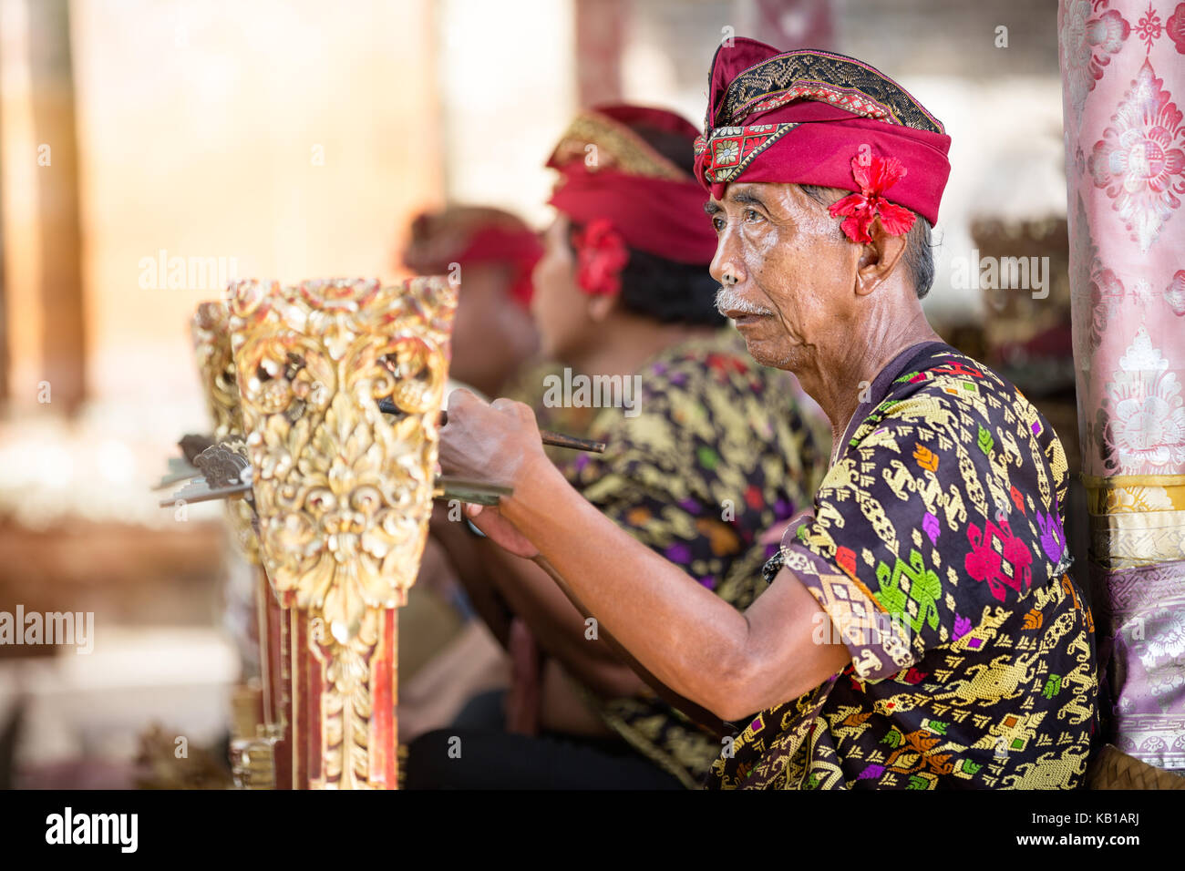 BALI, INDONESIA, DECEMBER, 24,2014: Unidentified group musicians play ...