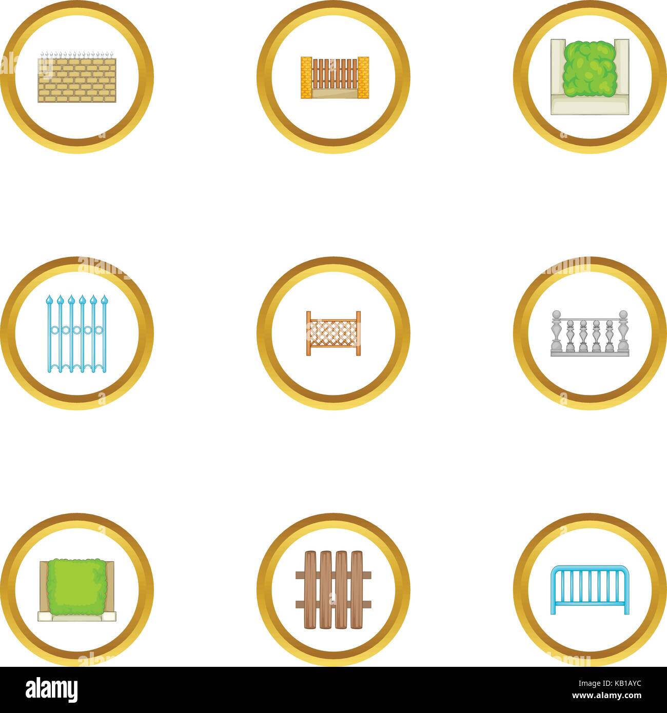 Different fence icons set, cartoon style Stock Vector Image & Art - Alamy