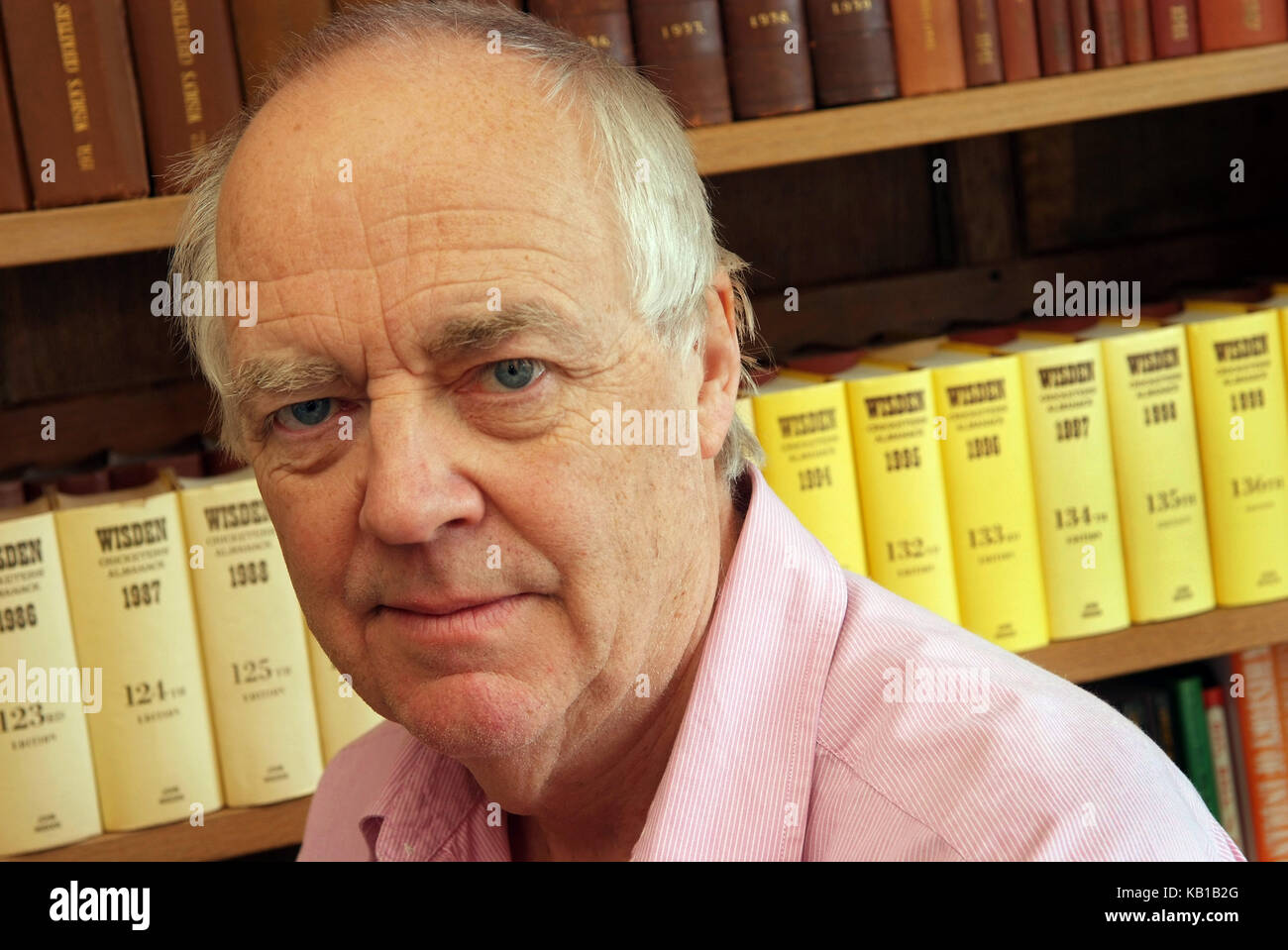 Sir Tim Rice with his collection of Wisden's Almanac at his holiday ...