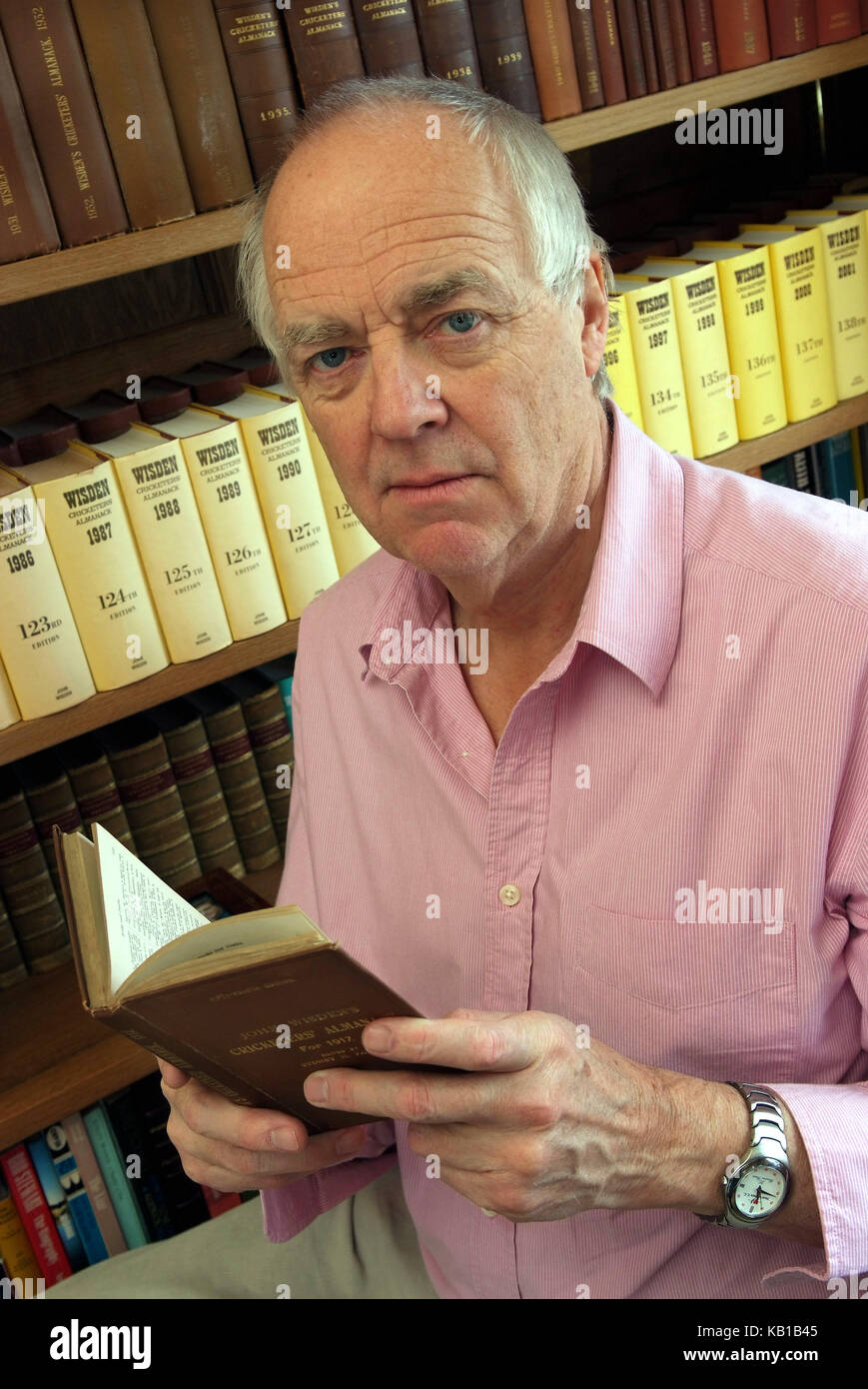 Sir Tim Rice with his collection of Wisden's Almanac at his holiday ...