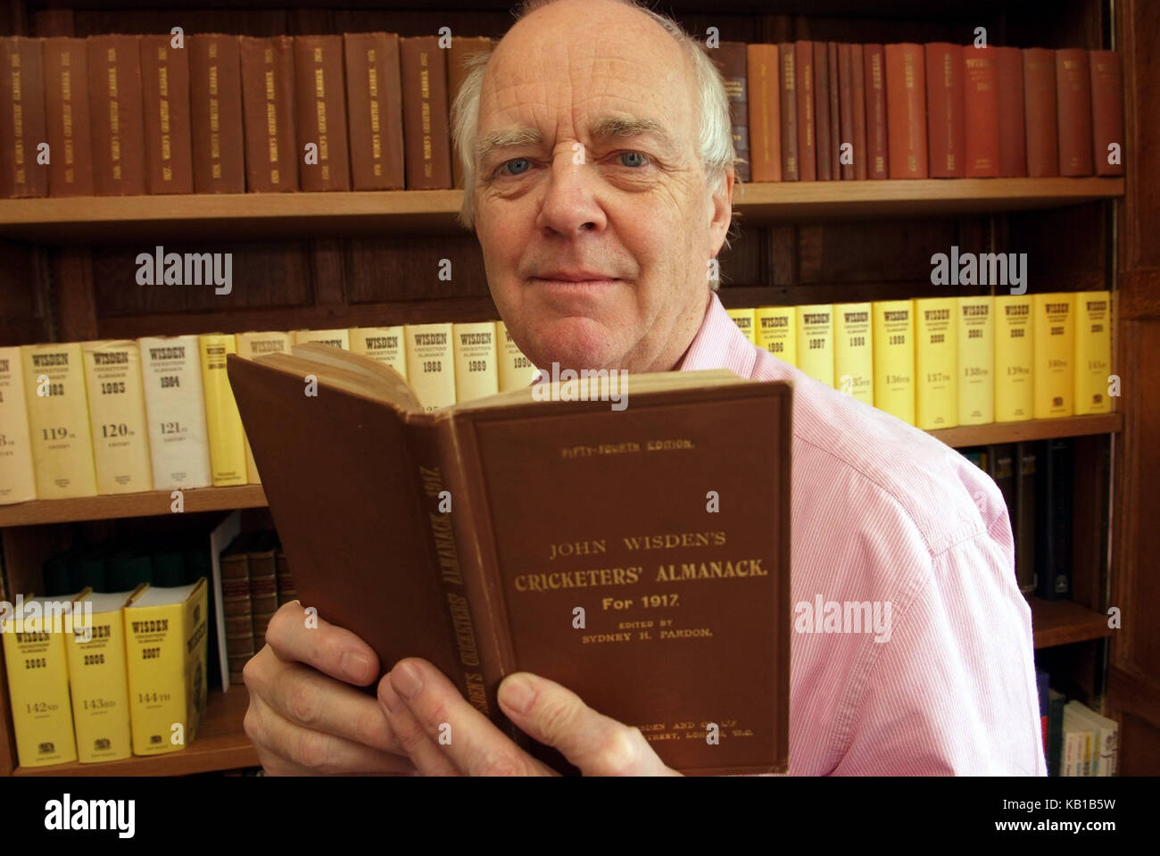 Sir Tim Rice with his collection of Wisden's Almanac at his holiday ...