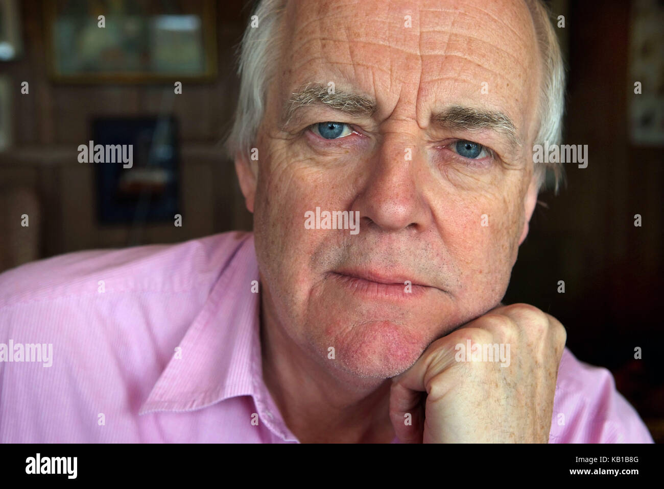 Sir Tim Rice with his collection of Wisden's Almanac at his holiday ...