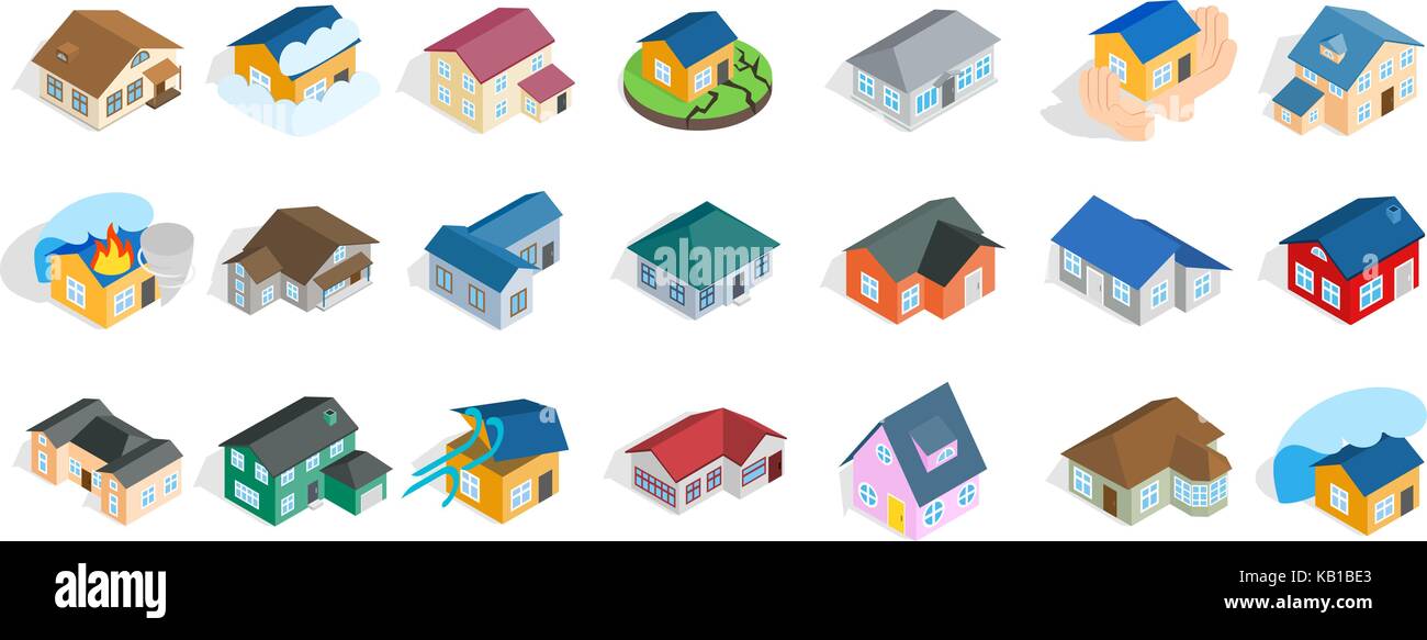 Modern house icon set, isometric style Stock Vector Image & Art - Alamy