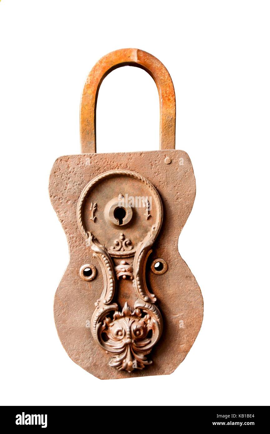 Old rusty lock isolated on white. The concept of safety. Property ...