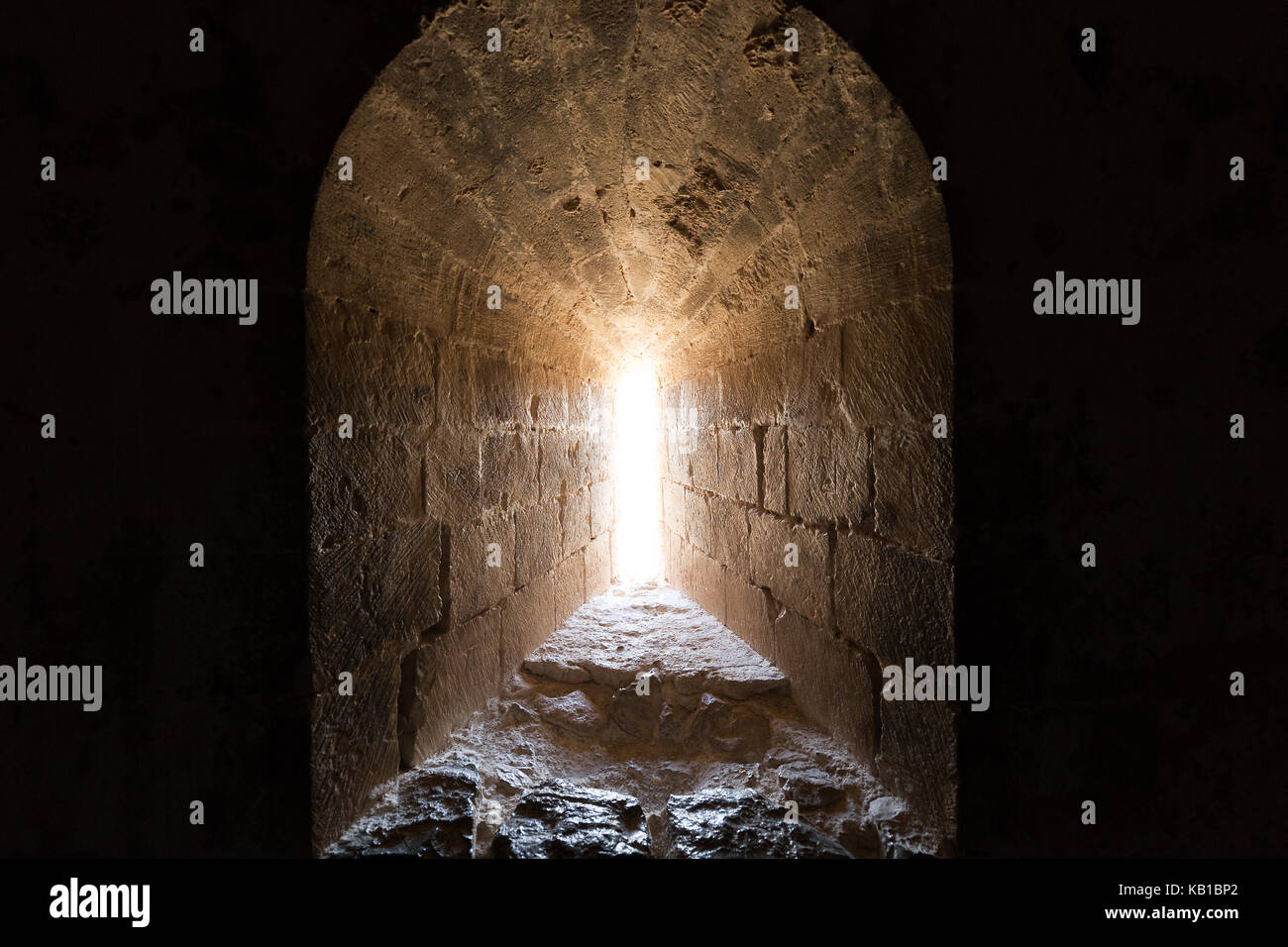 Aspillera in the tower of Castillo de la Mola in Novelda, Spain Stock ...