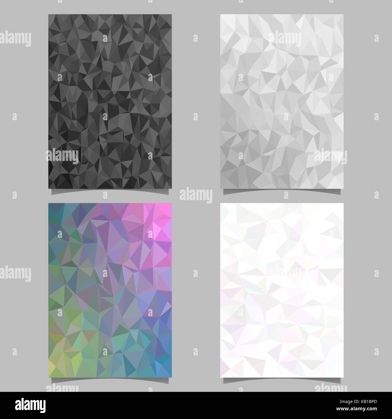 Mosaic irregular triangle pattern page template set - vector stationery ...