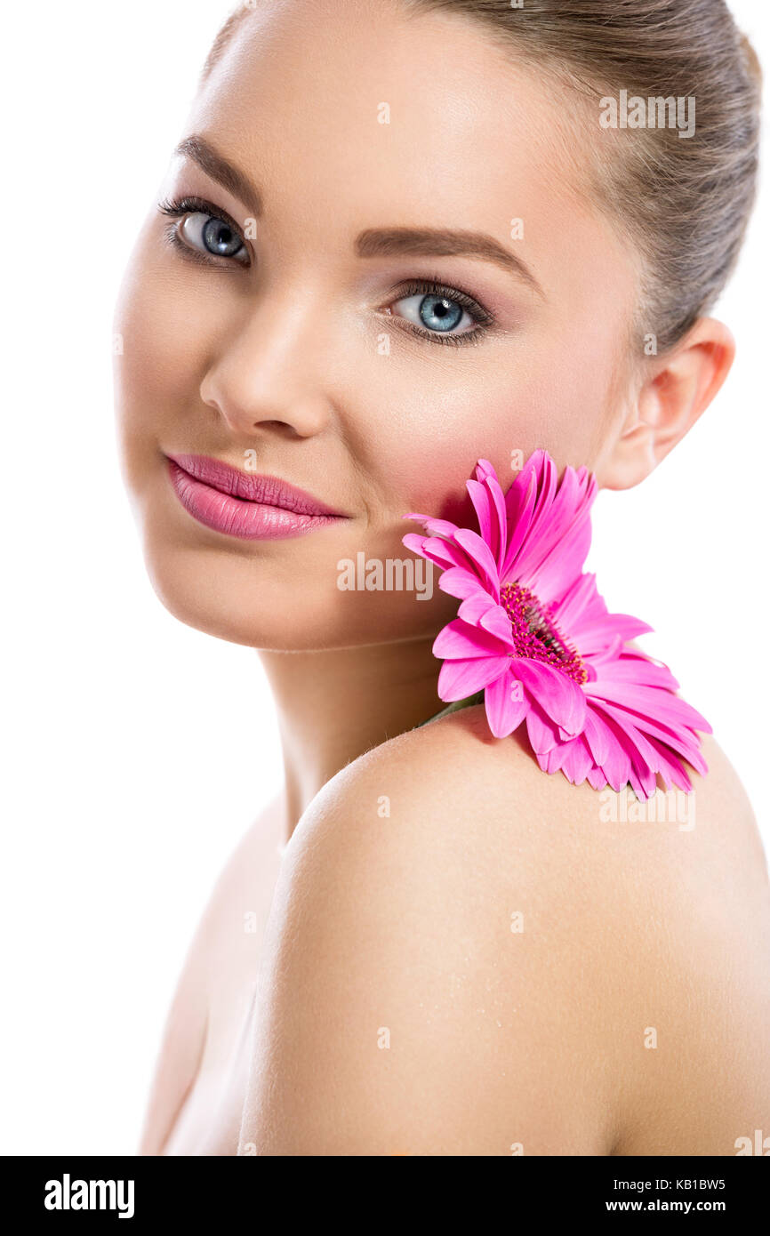 Beauty girl with healthy skin, youth and skin care concept Stock Photo ...