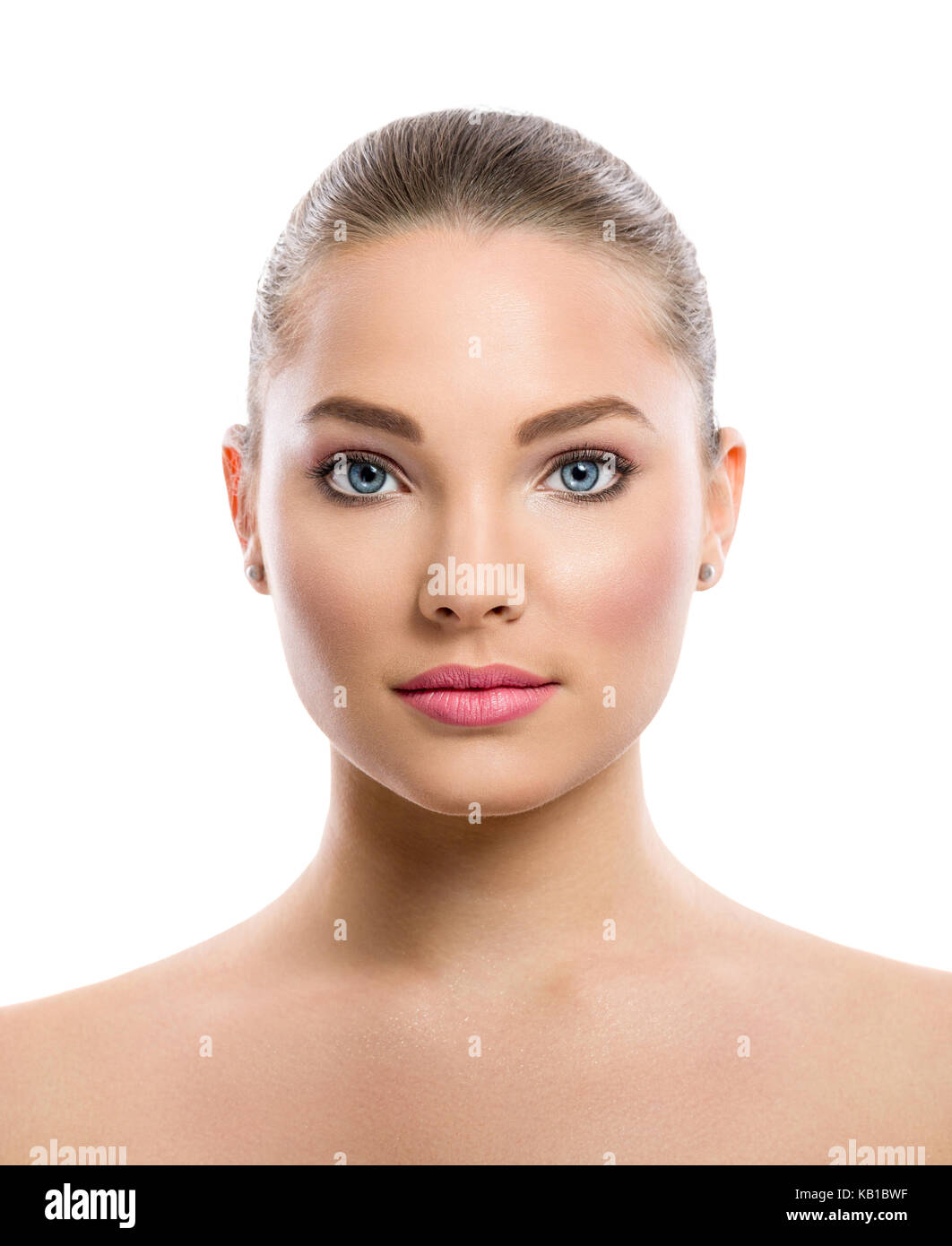 beautiful young woman on a white background, beauty concept, tan before ...