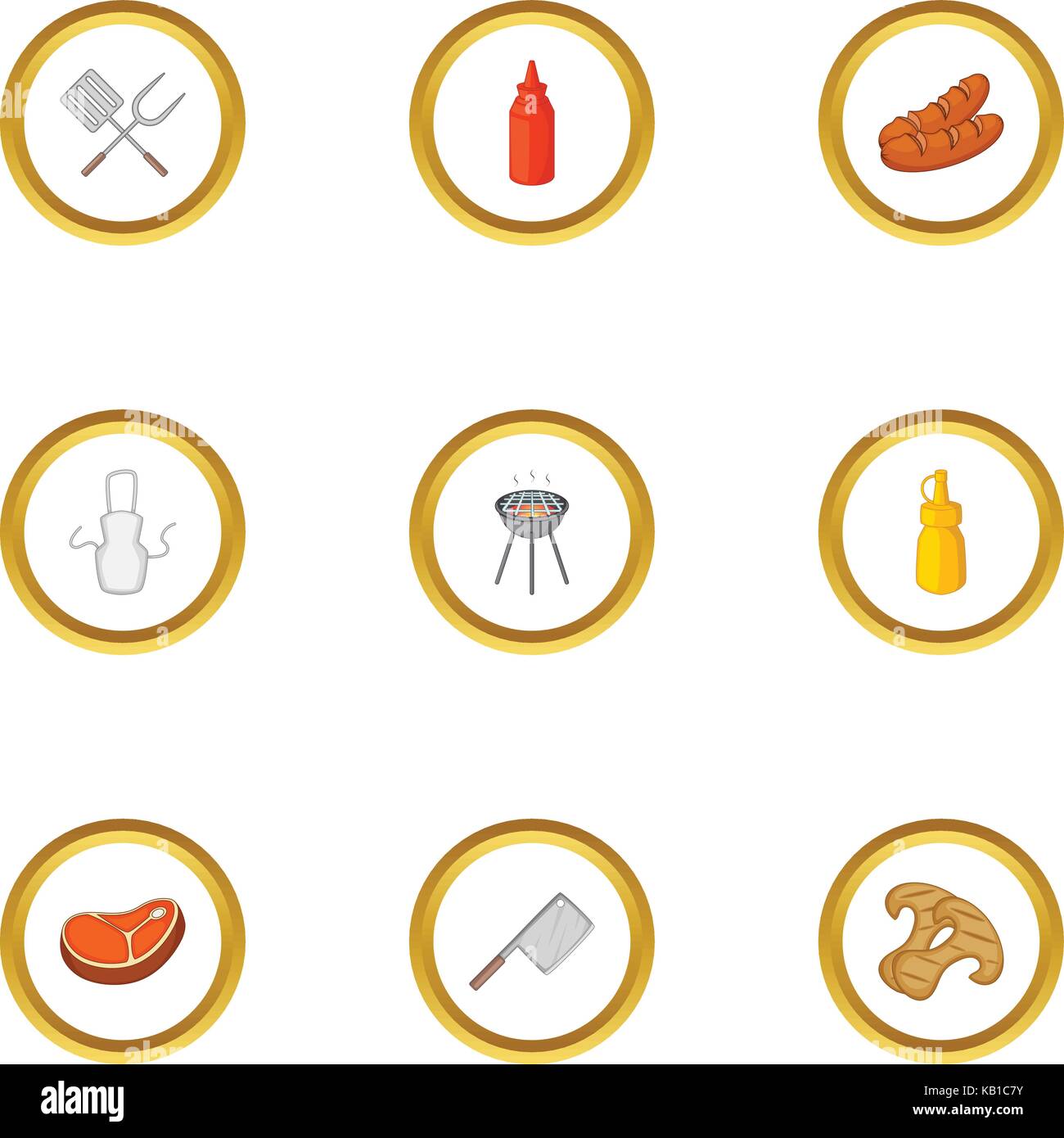 Bbq party icons set, cartoon style Stock Vector Image & Art - Alamy