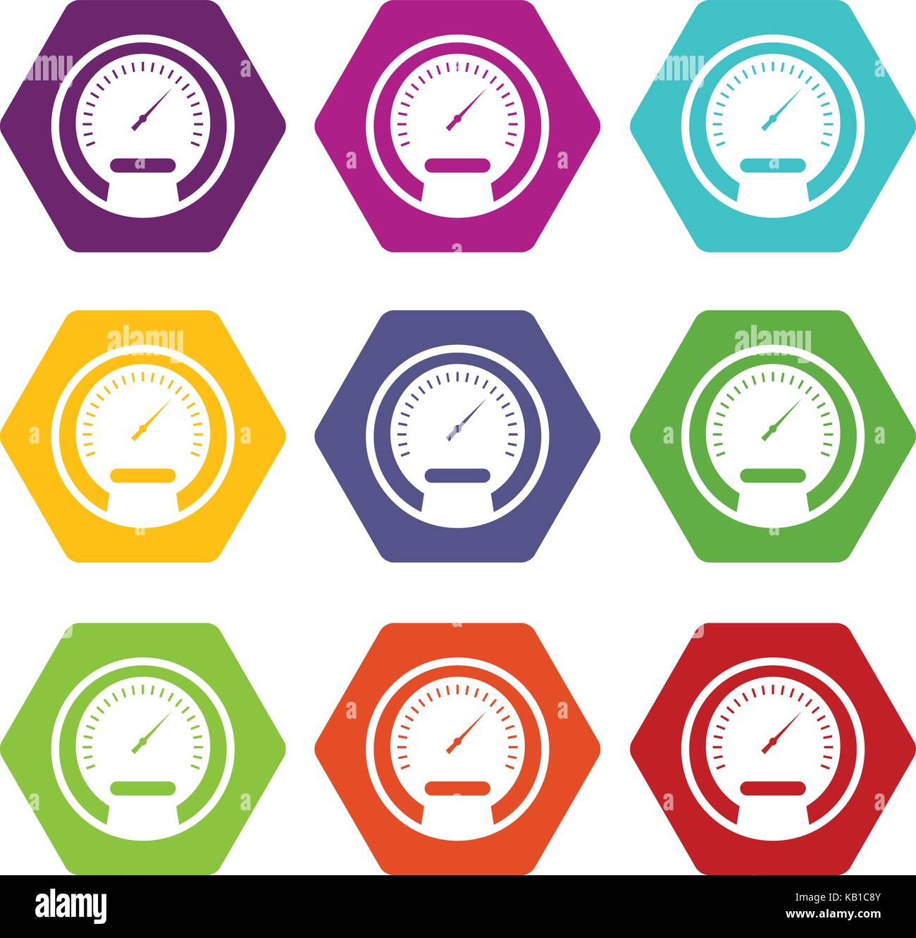 Speedometer icon set color hexahedron Stock Vector Image & Art - Alamy