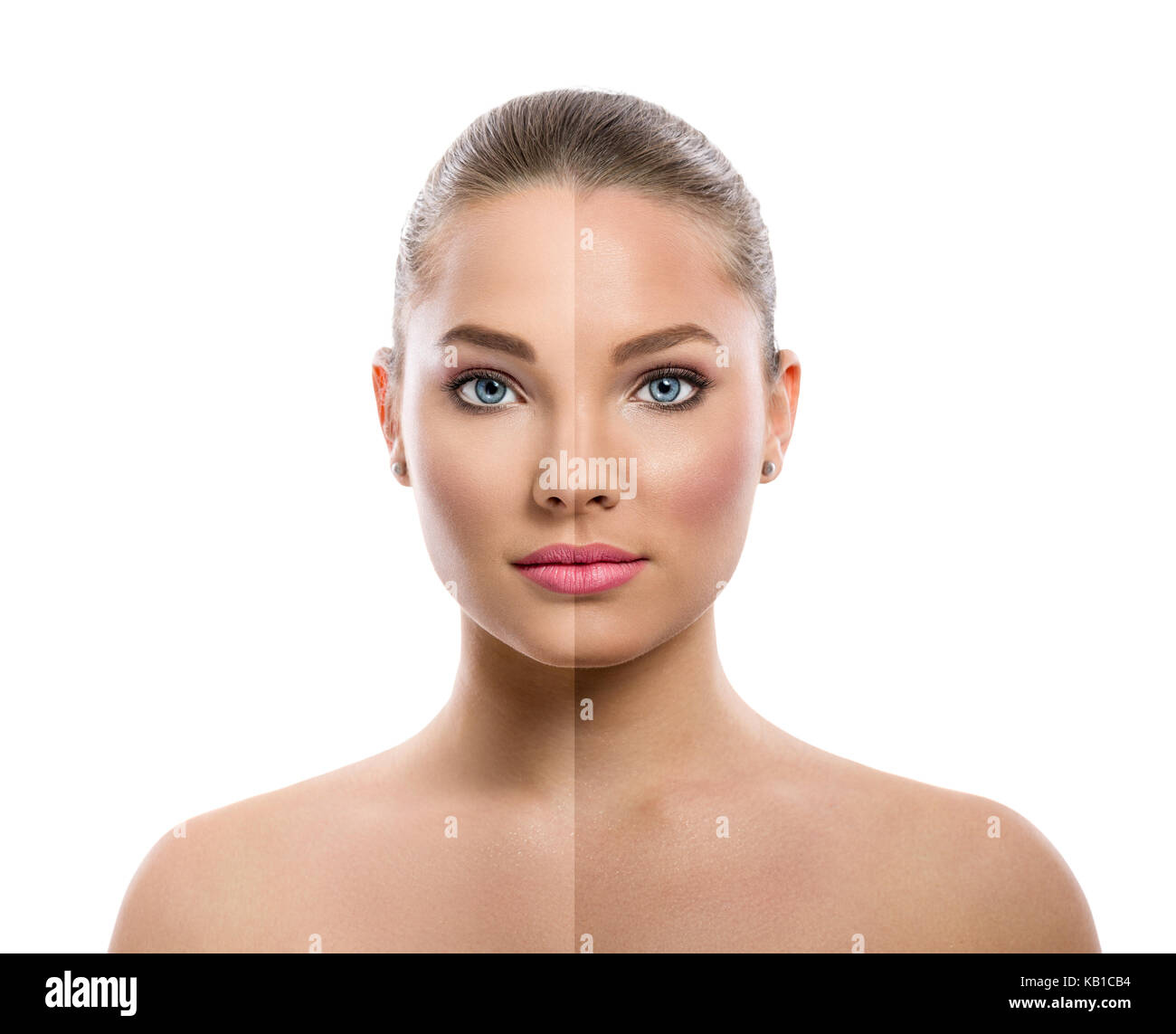 beautiful young woman on a white background, beauty concept, tan before ...