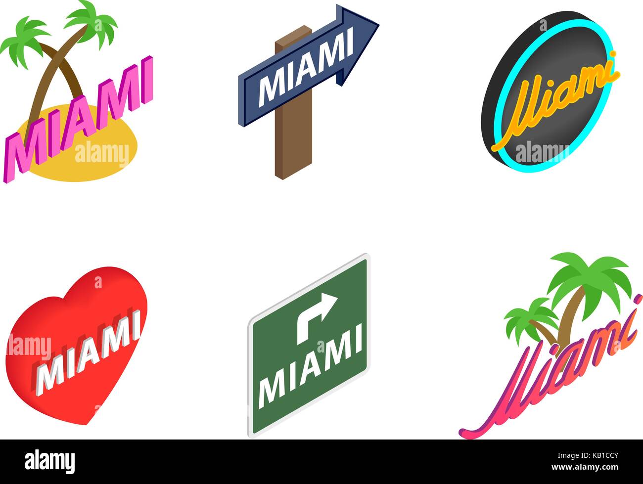 Miami icon set, isometric style Stock Vector Image & Art - Alamy
