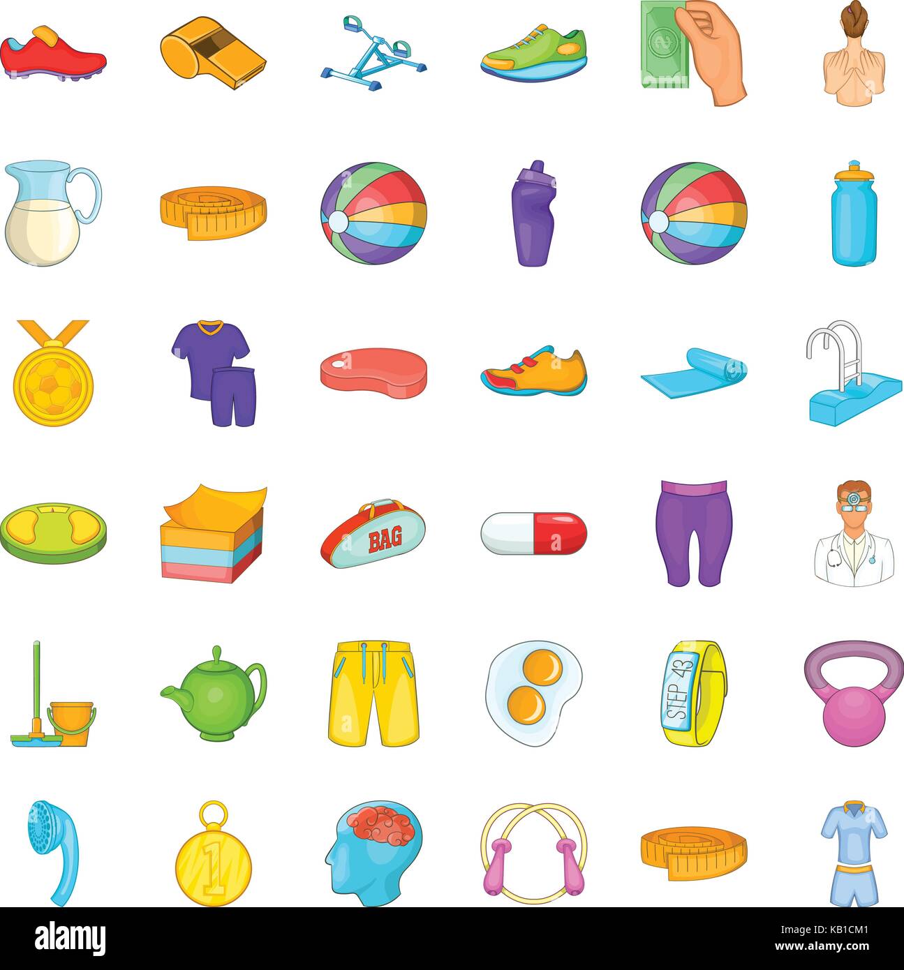 Gym icons set, cartoon style Stock Vector Image & Art - Alamy