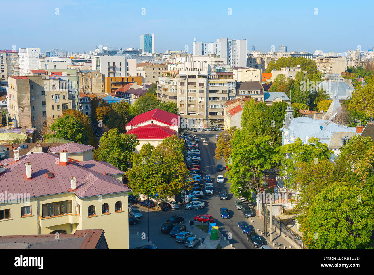 Aerial view of Bucharest street in daytime. Romania Stock Photo - Alamy