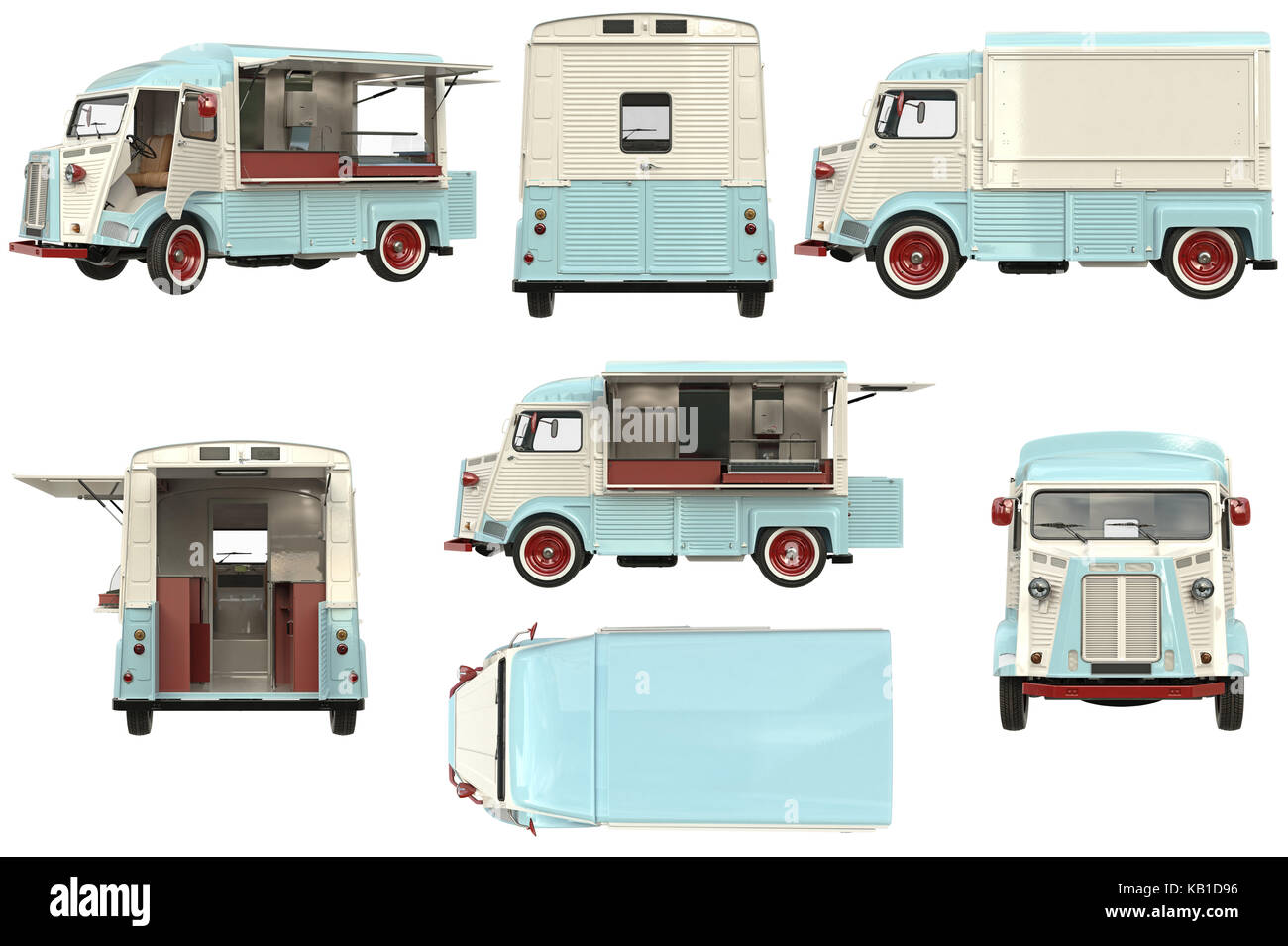 Food truck mobile cafe set Stock Photo - Alamy