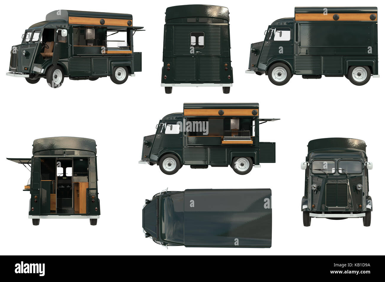 Food truck mobile cafe set Stock Photo - Alamy