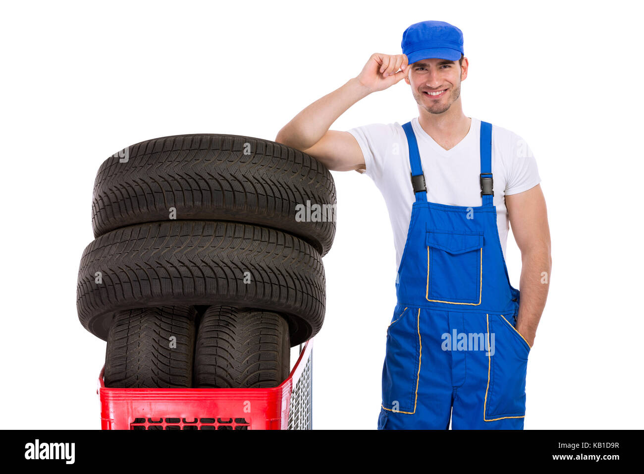 Changing car tyre Cut Out Stock Images & Pictures - Alamy