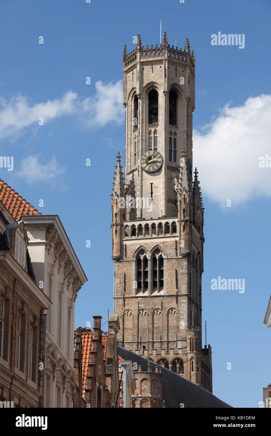 City of Bruges, Belgium. Picturesque view of the medieval, Belfry of ...