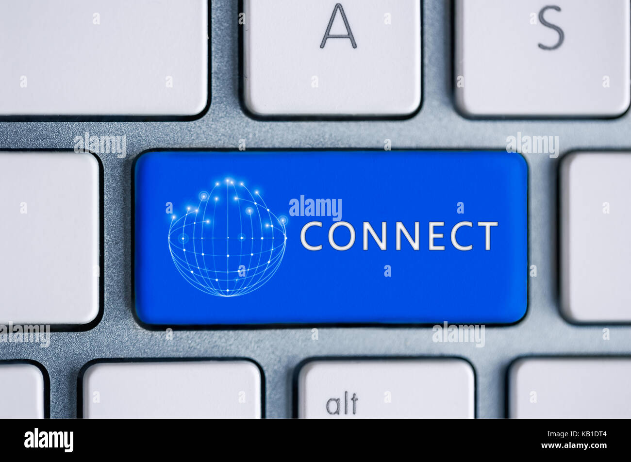 Connect concept on blue button of the keyboard Stock Photo - Alamy