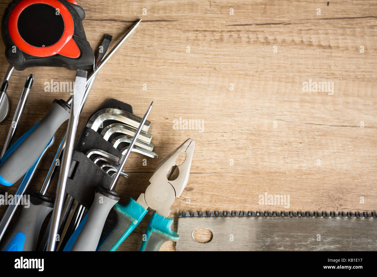construction background with tools and copy space Stock Photo - Alamy