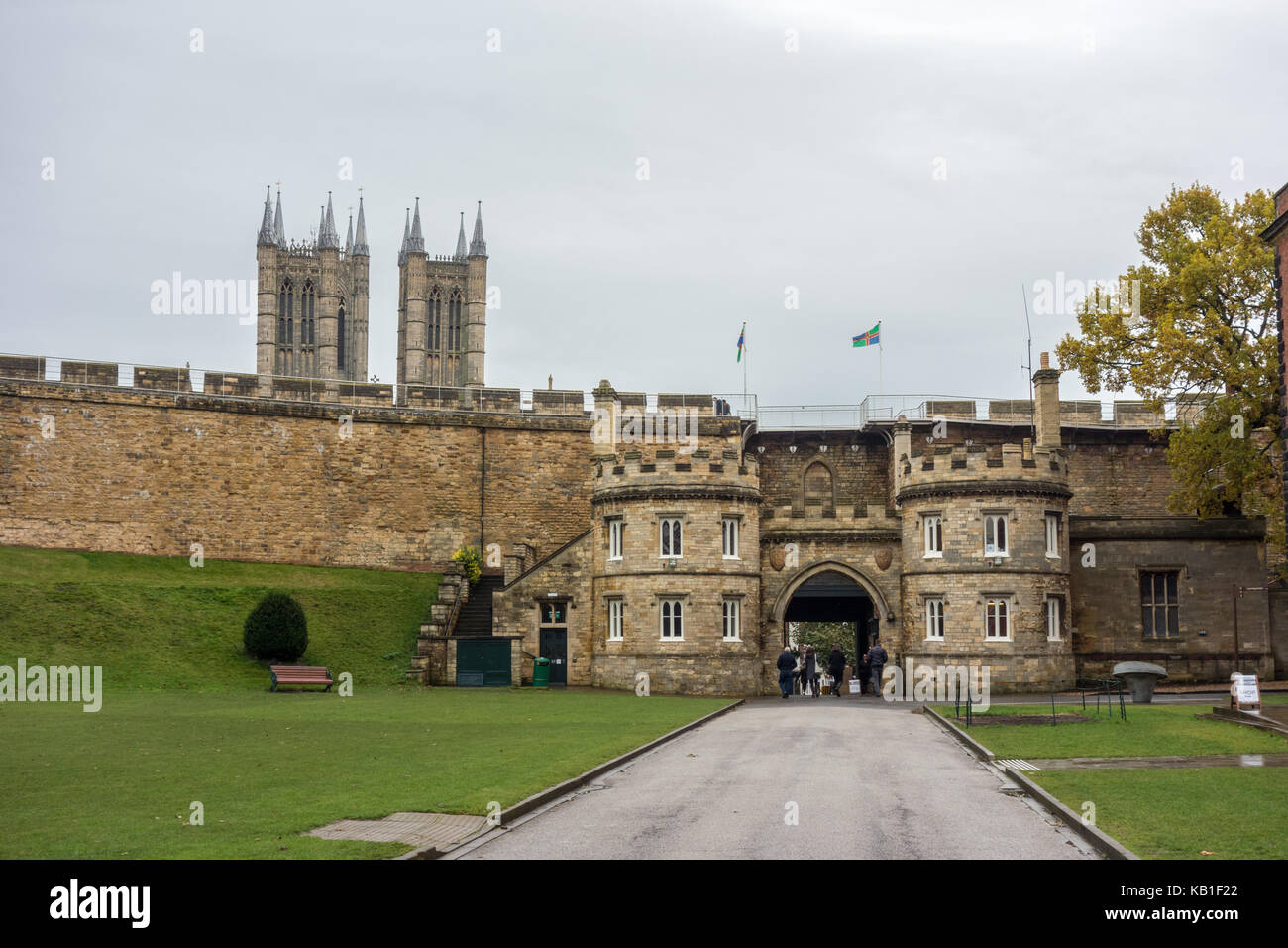 View of cathedral from inside Lincoln castle England Stock Photo - Alamy