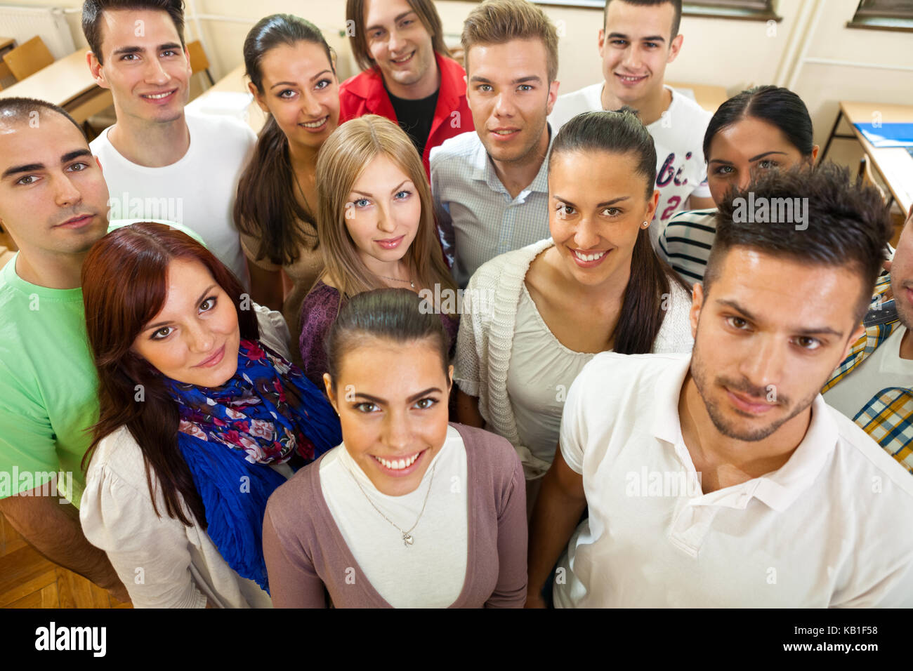 Group of young students, top view Stock Photo - Alamy