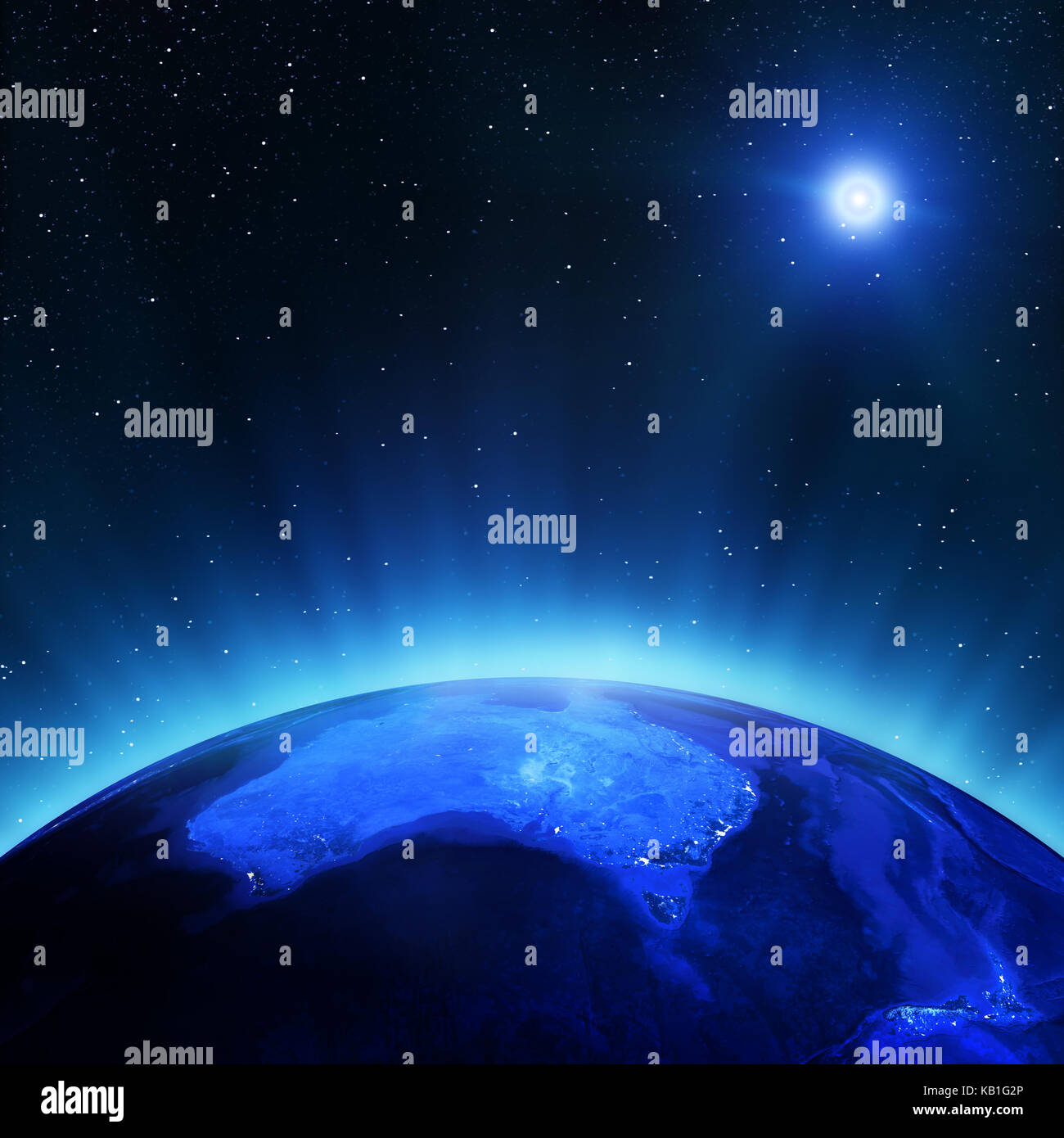 Australia at night. Elements of this image furnished by NASA 3d ...