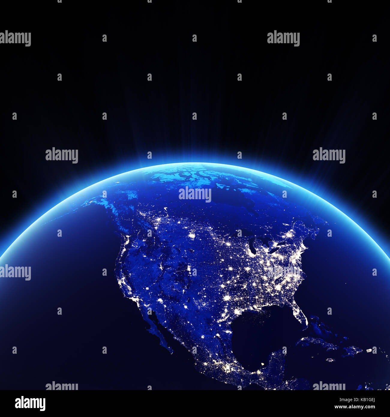 USA city lights at night. Elements of this image furnished by NASA 3d ...