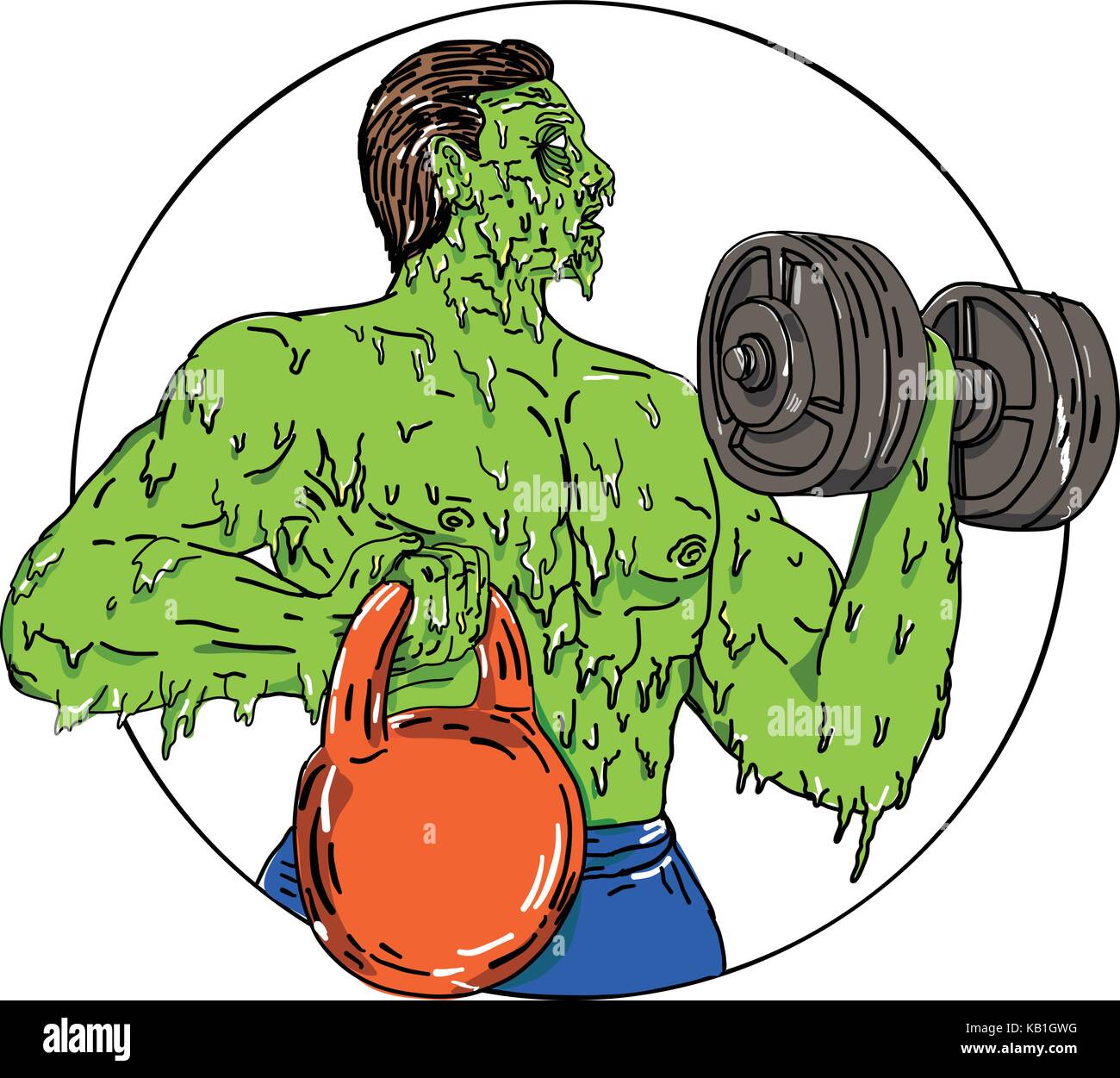 Grime art style illustration of an athlete physical fitness buff ...