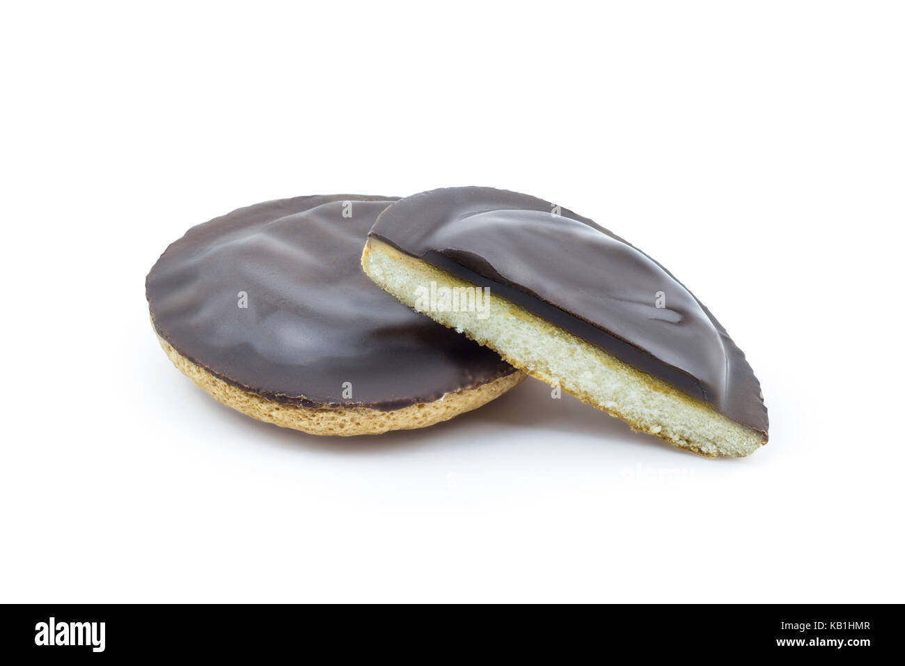 Jaffa cakes isolated on white background. Clipping path included in ...