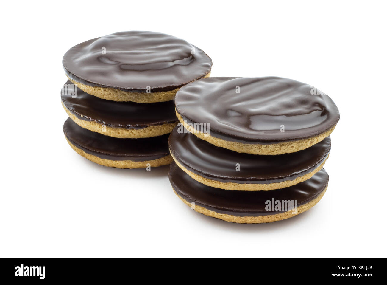 Jaffa cakes isolated on white background. Clipping path included in ...