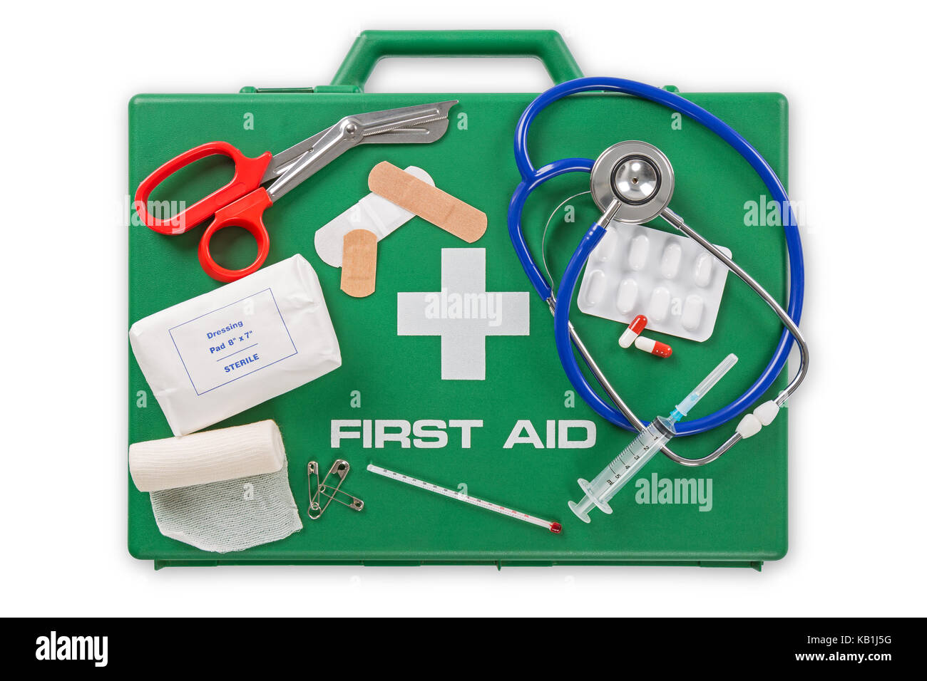 A First Aid kit isolated on white background with clipping path Stock ...