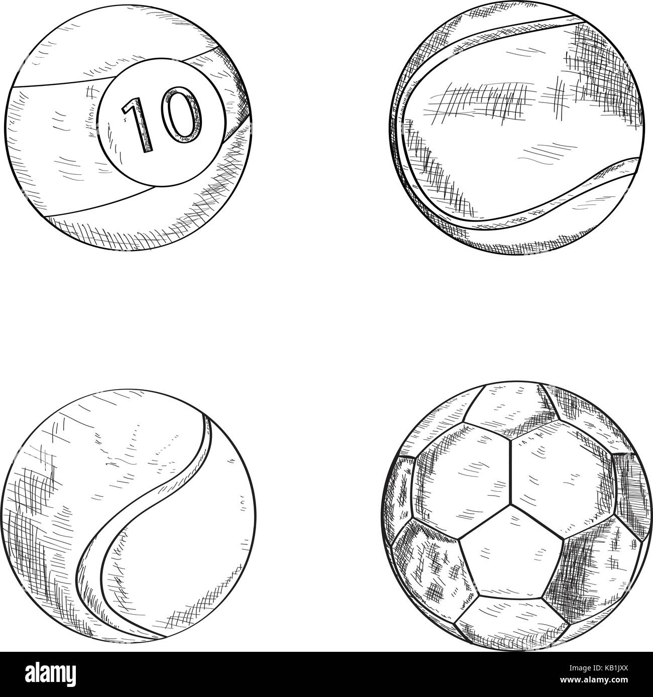 Pool ball drawing Black and White Stock Photos & Images - Alamy