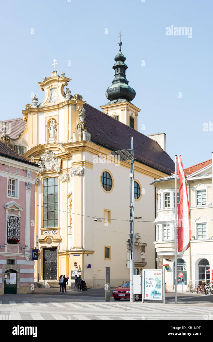 SANKT PÖLTEN, AUSTRIA - AUGUST 27: Historic baroque church in Sankt ...