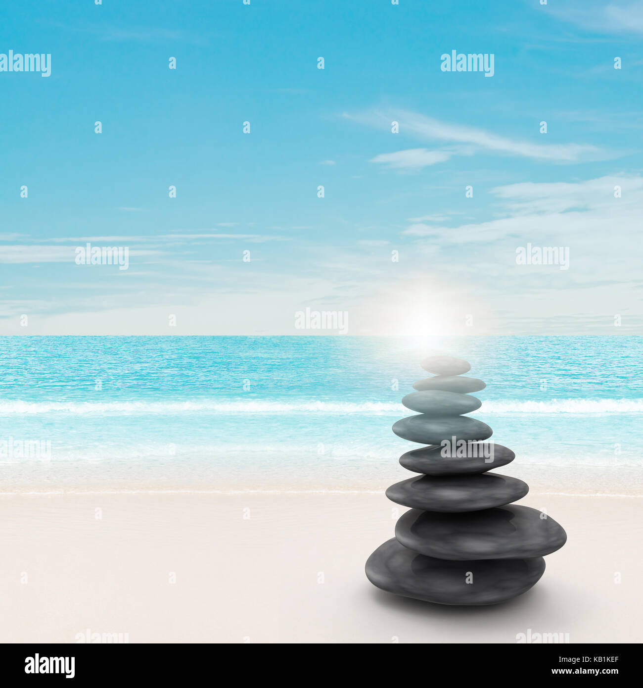 Pebble stones concept. 3d rendering and photo montage Stock Photo - Alamy