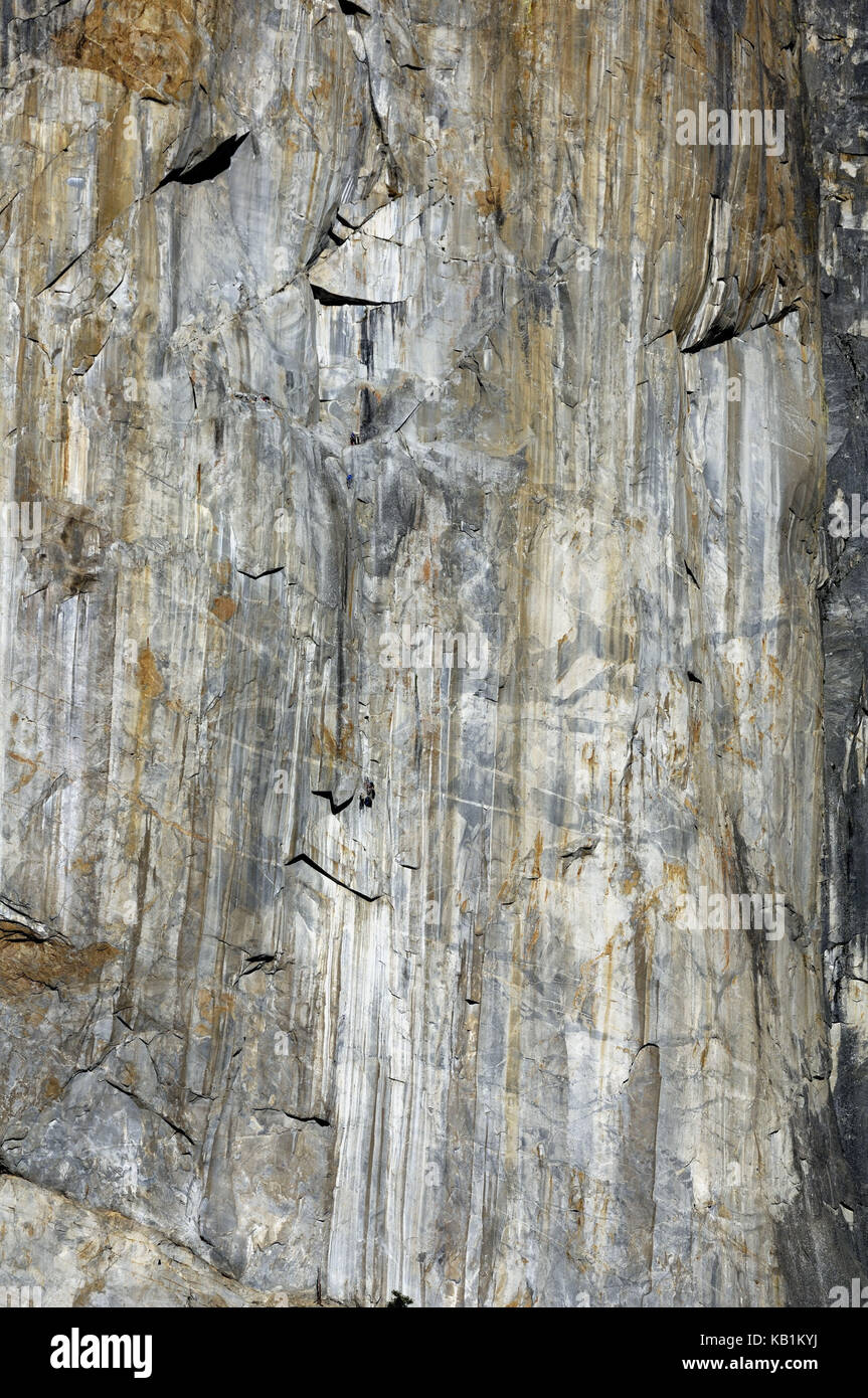 rock face and climber in the Yosemite national park, the USA Stock ...