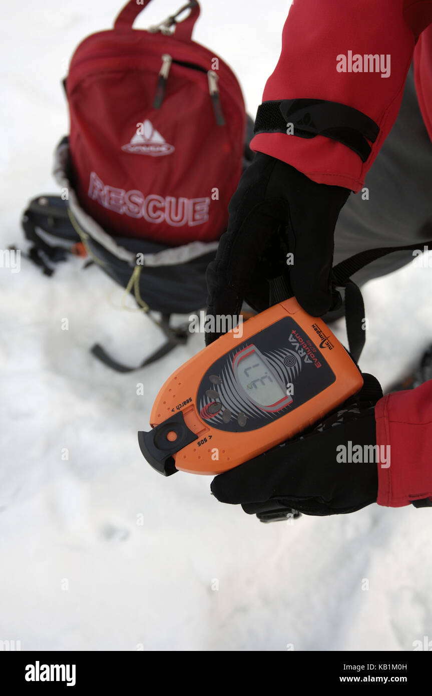 Security equipment for ski tours Stock Photo - Alamy