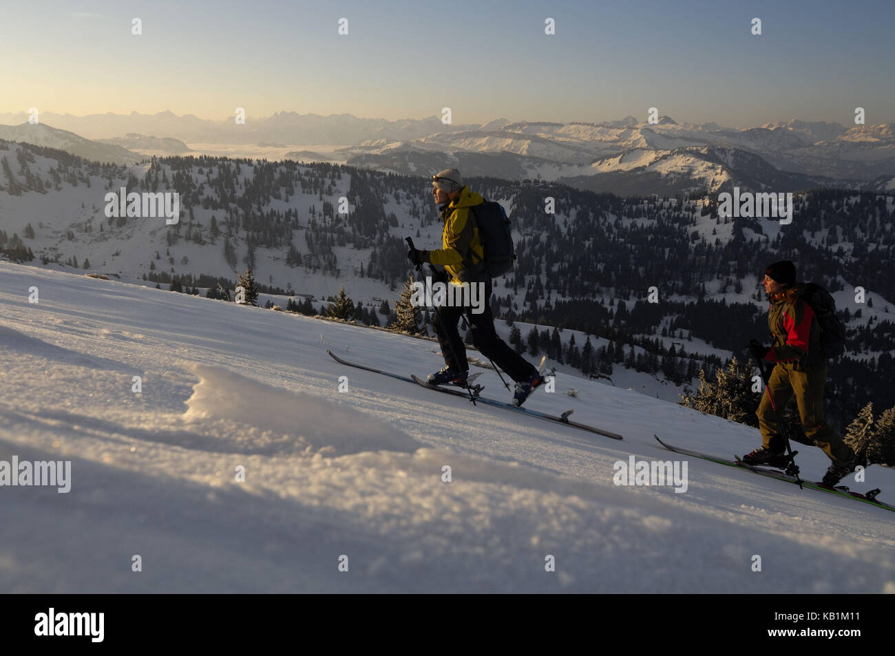 Ski tour at Hochgrat (mountain), Allgäu alps, Bavaria, Germany Stock ...