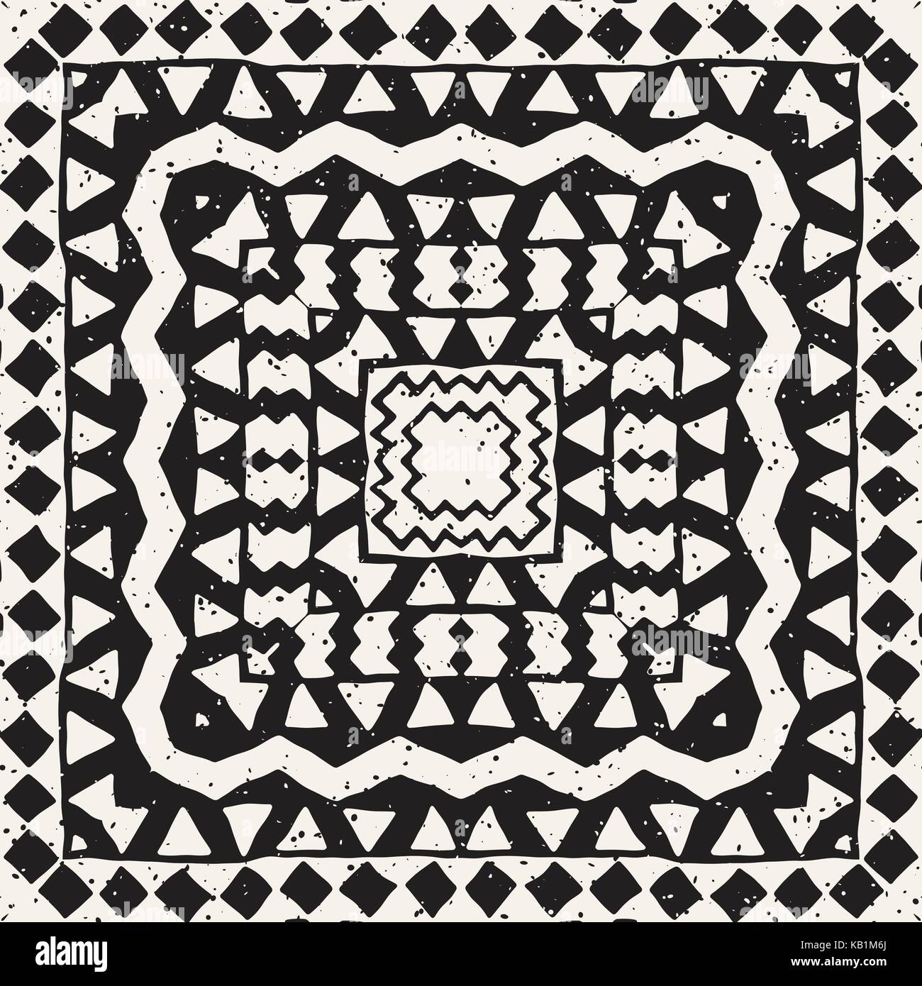 Hand drawn painted seamless pattern. Vector tribal design background ...