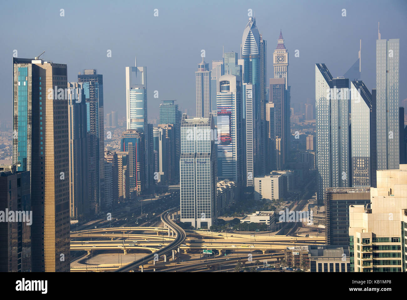 Skyline of Dubai while sheikh Zayed Strasse Stock Photo - Alamy