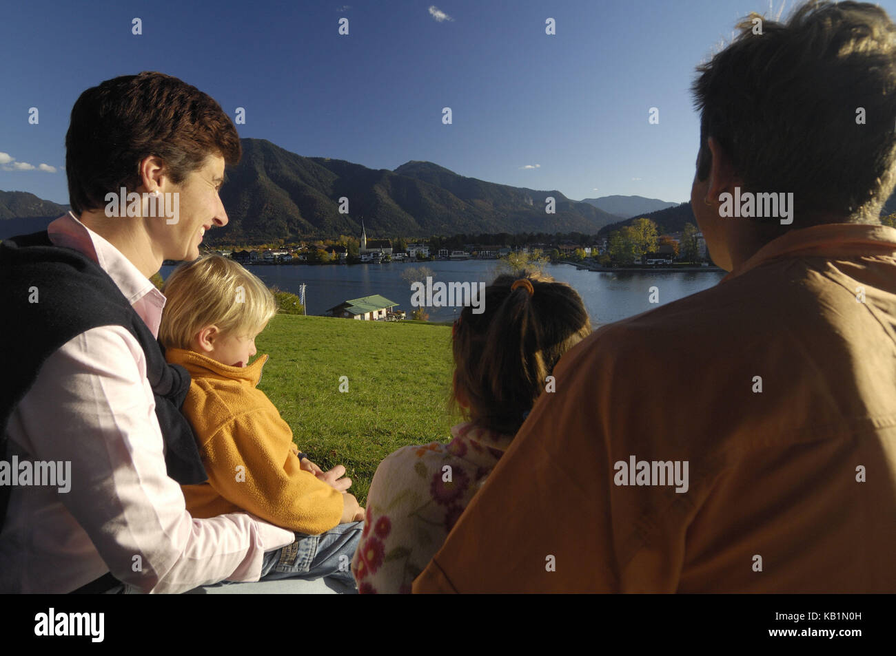 family hiking at the Tegernsee, Bavaria, Germany Stock Photo - Alamy