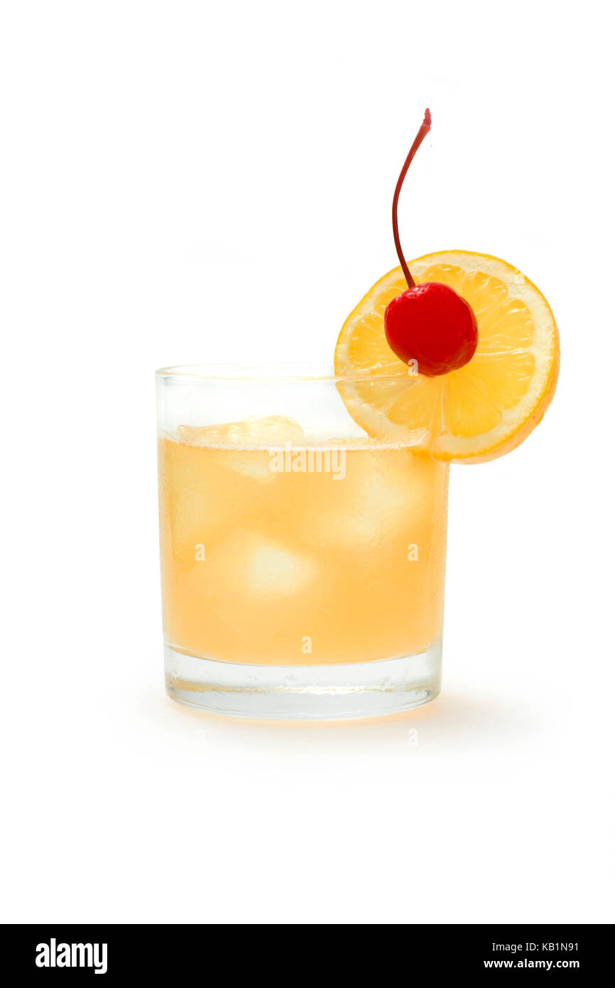 Long drink, whisky Sour (whisky, brown sugar, lemon juice Stock Photo ...
