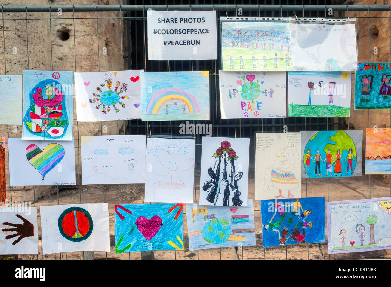 Kids drawing peace Stock Photo - Alamy