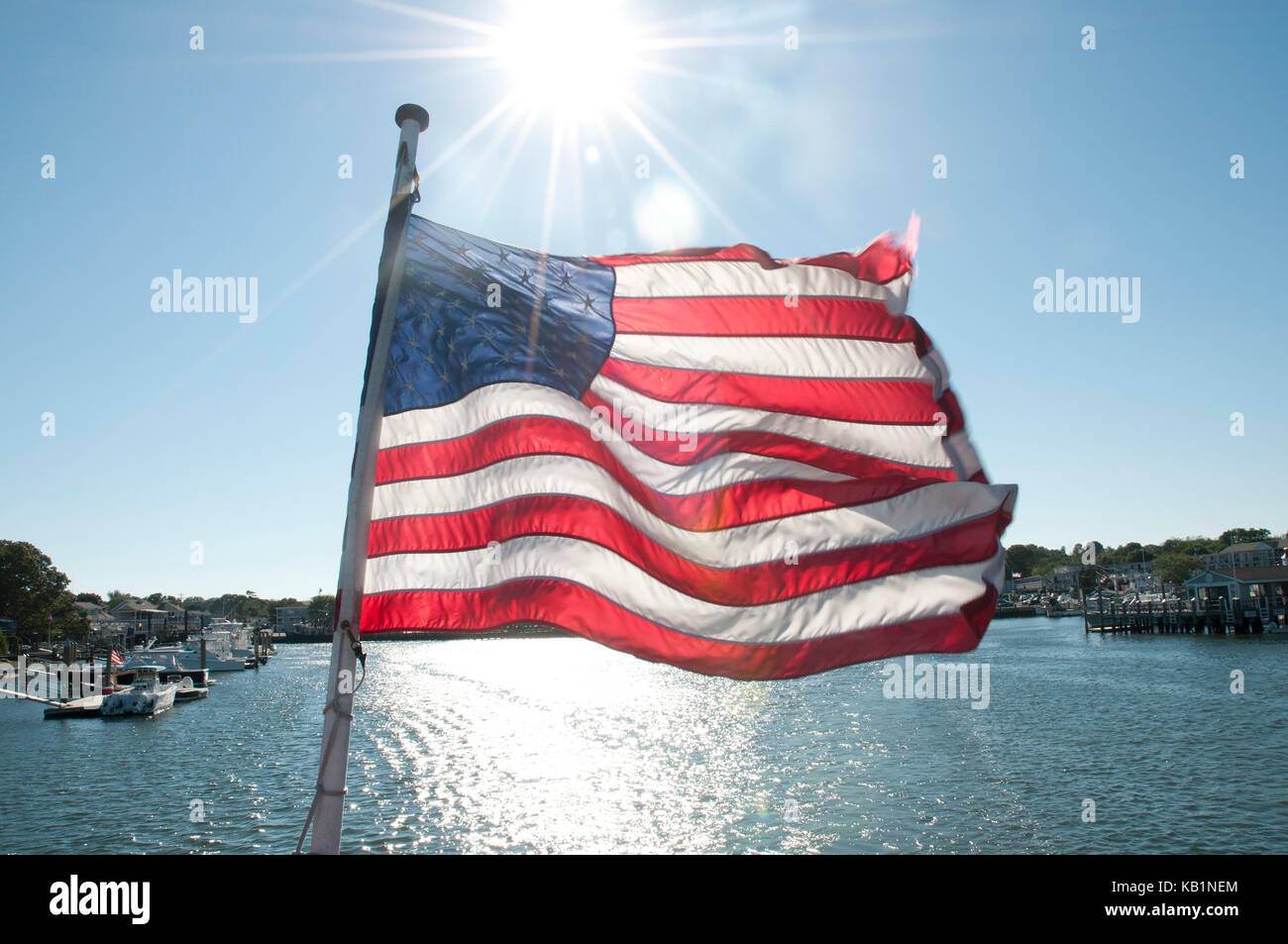 American flag, Hyannis, Cape Cod, New England, Massachusetts, USA Stock ...